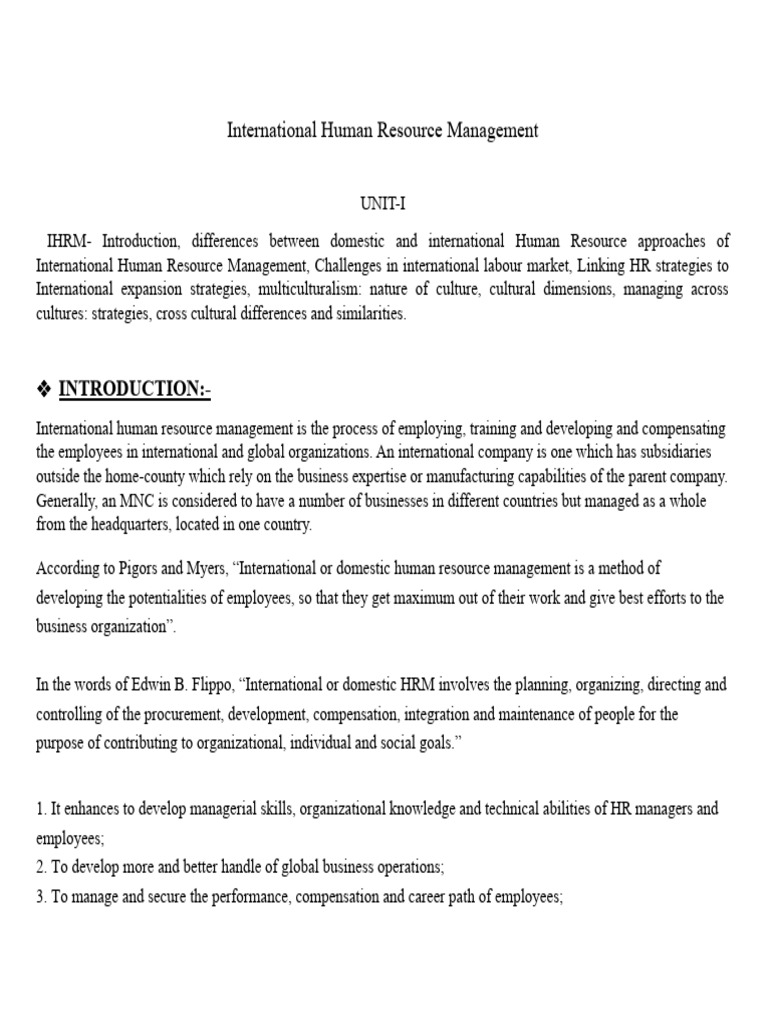 Ihrm Unit 1,2,3 Notes | PDF | Cost Of Living | Recruitment