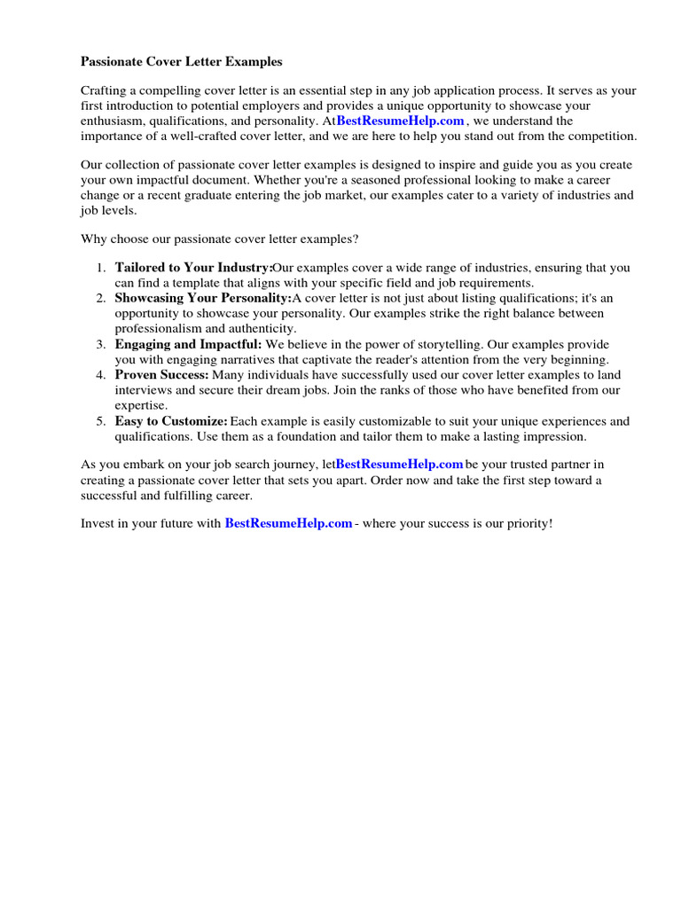Passionate Cover Letter Examples | PDF | Résumé | Communication