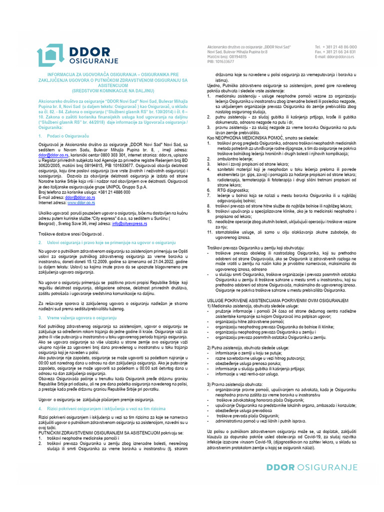 Ddor Informacije Uslovi | PDF