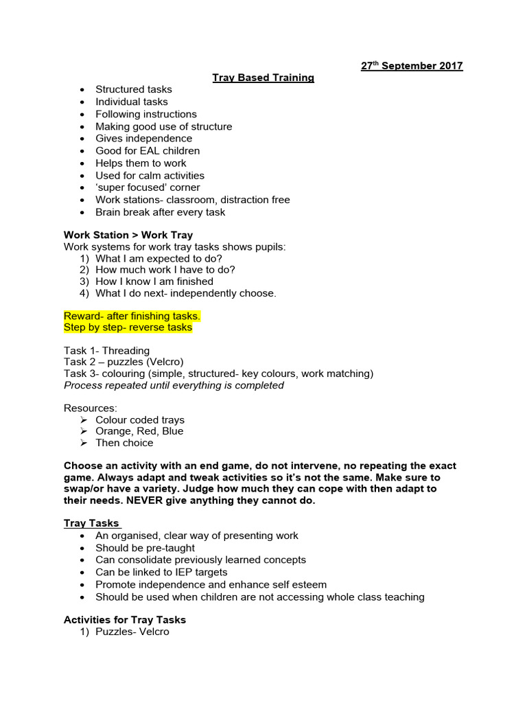 Tray Based Training | PDF | Phonics | Autism Spectrum