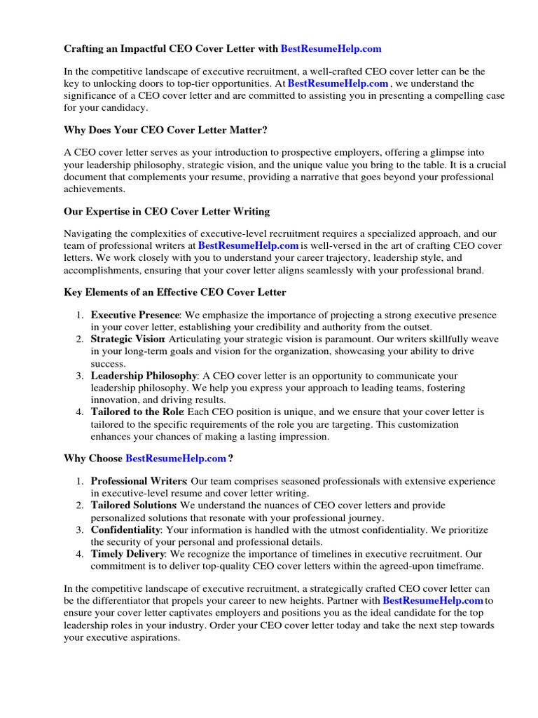 Ceo Cover Letter | PDF | Leadership | Résumé Ceo Cover Letter | PDF | Leadership | Résumé