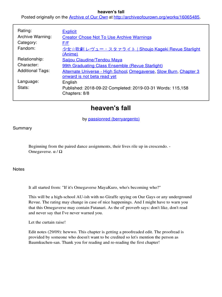 Heavens Fall | PDF | Meal