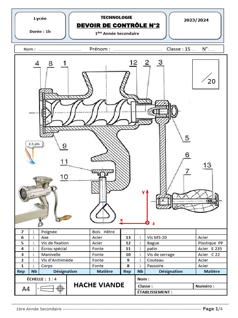 Controle N2 1AS 2024 Hache Viandes | PDF