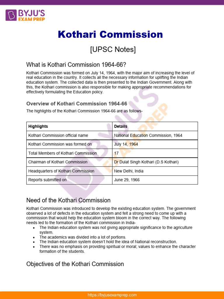 Kothari Commission | PDF