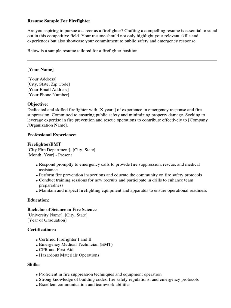 Resume Sample For Firefighter | PDF | Firefighter | Résumé
