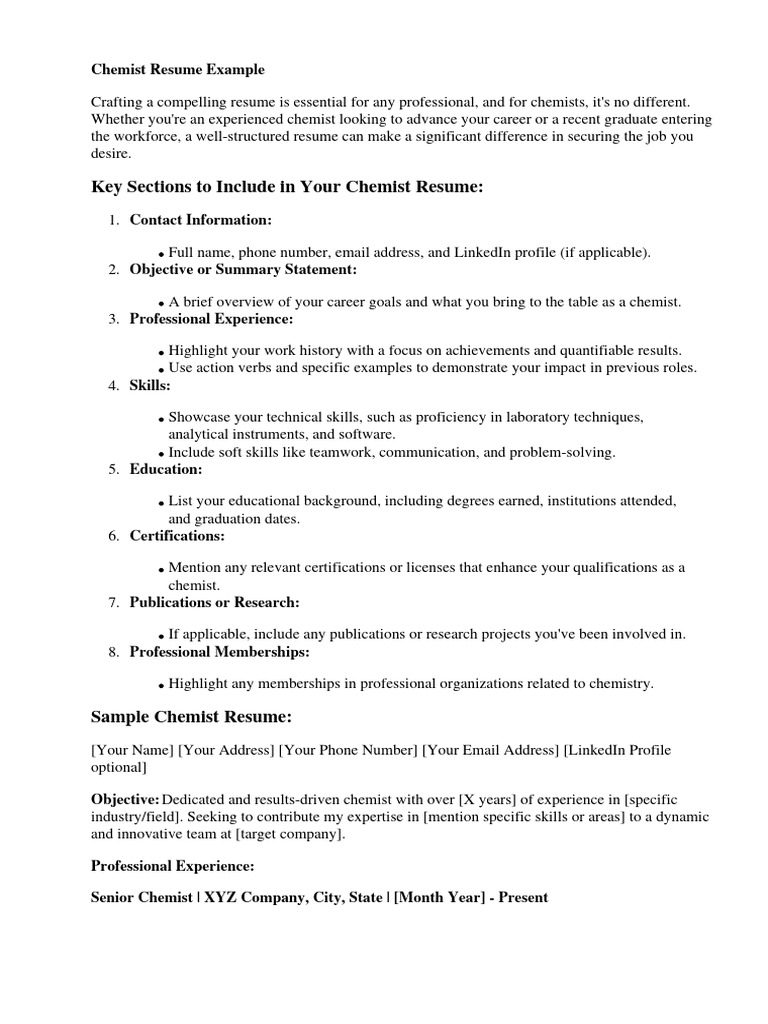 Chemist Resume Example | PDF | Laboratories | Chemist