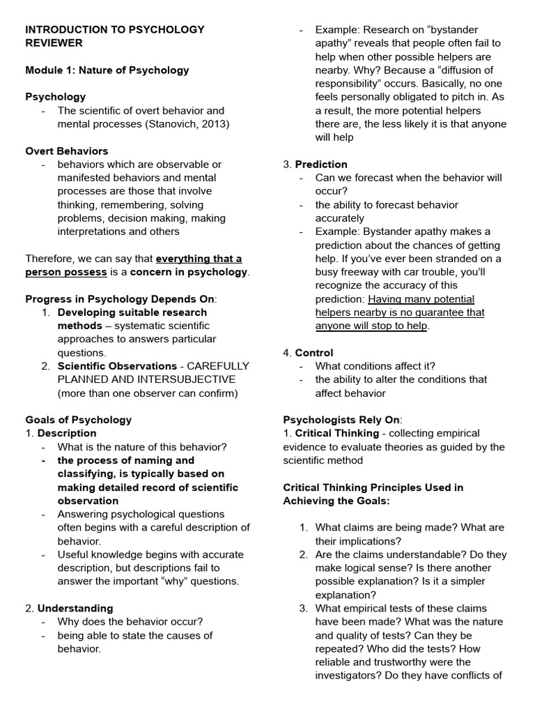Introduction To Psychology Reviewer | PDF | Neuron | Chemical Synapse