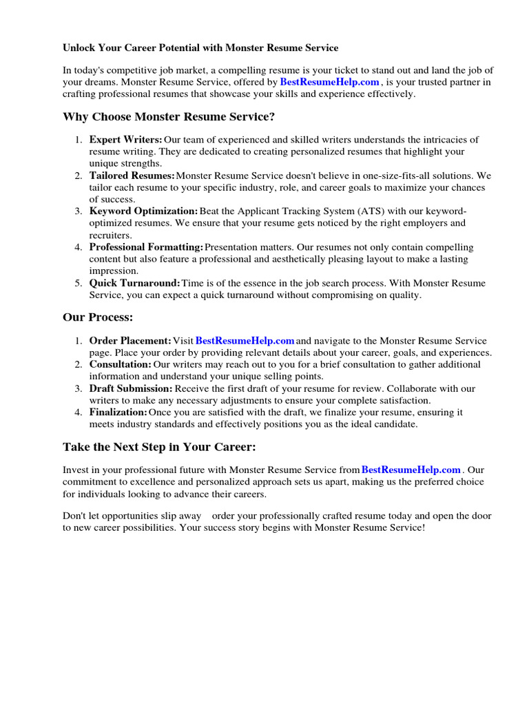 Monster Resume Service Review | PDF | Résumé | Gmail