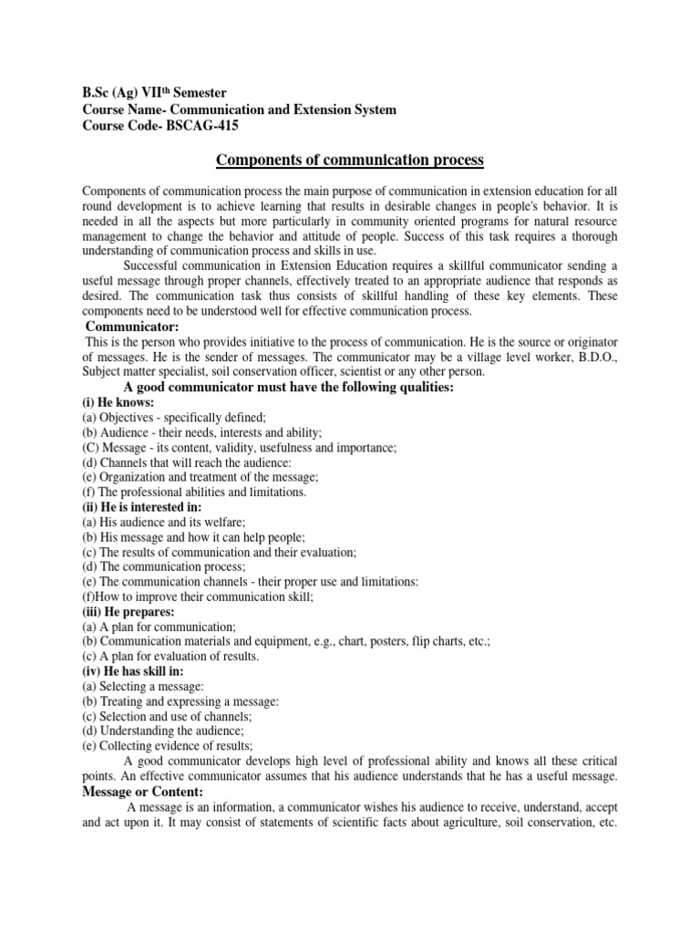 Components of Communication Process | PDF | Communication | Idea