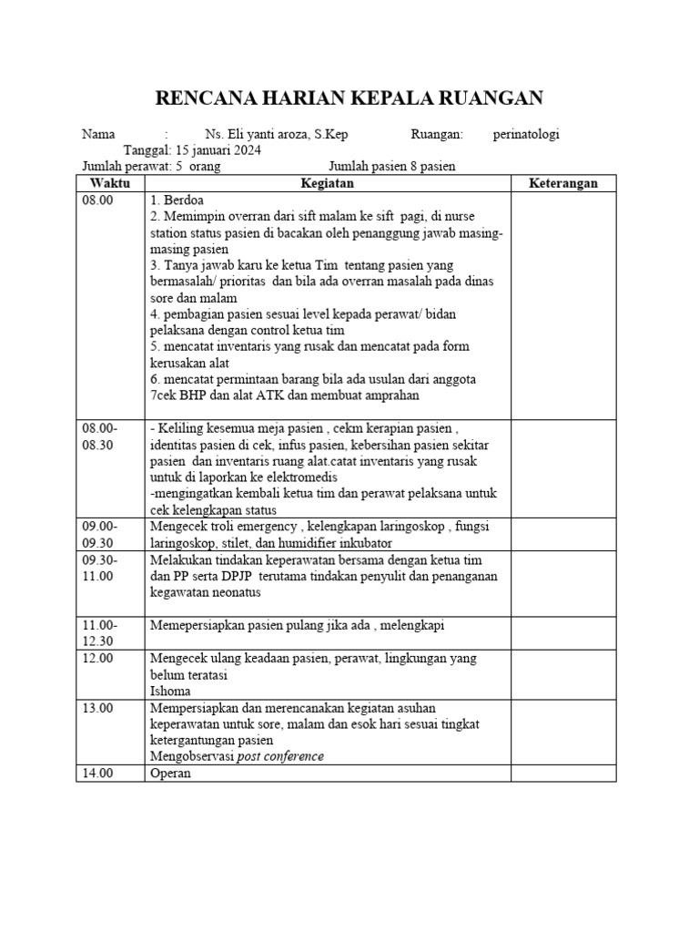 Format Rencana Harian | PDF