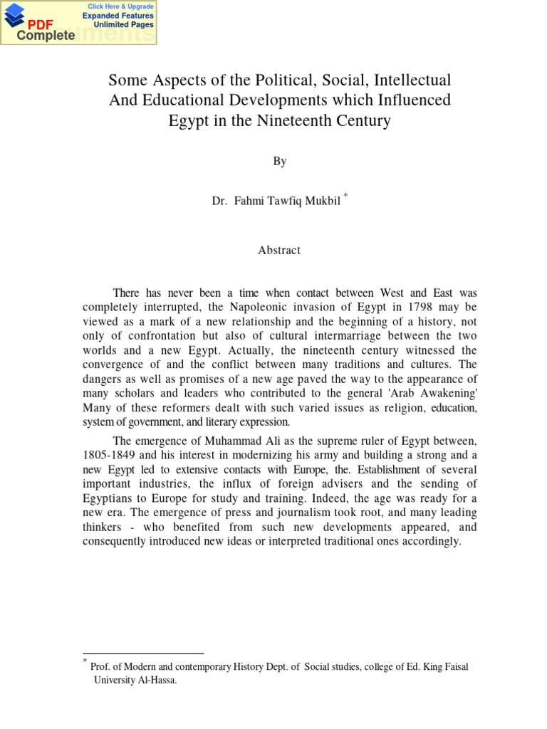 Mukbil Fahmi-Tevfik Egypt In19century | PDF | Egypt | British Empire