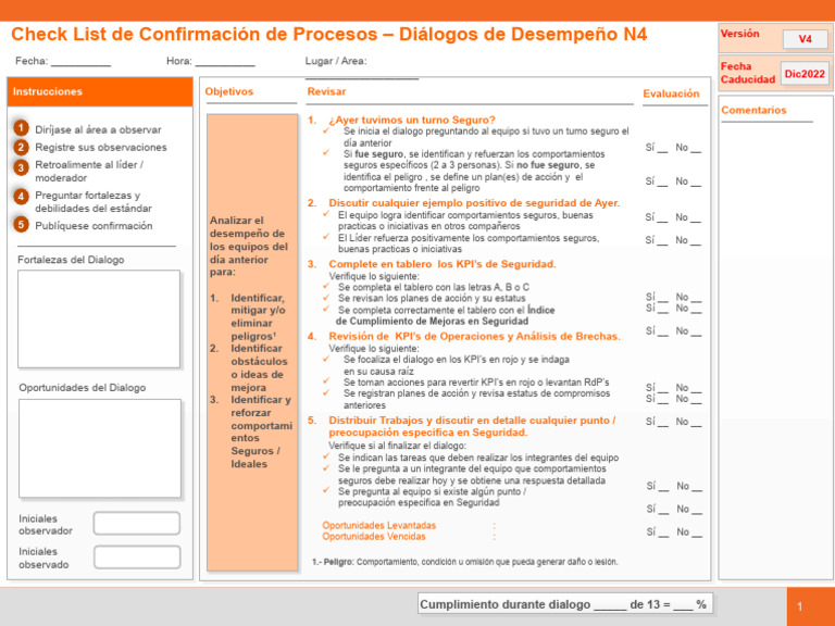 Check List CDP - Dialogo Desempeño N4 2019 | PDF