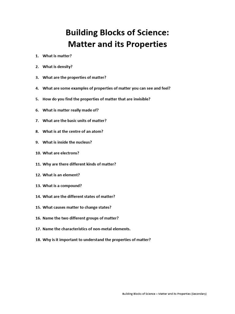 Matter Properties Ebooks Worksheet Sec Level Teachers Pdf Matter 2534
