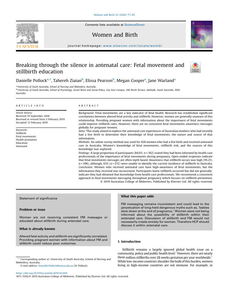 Fetal Movement Awareness in Antenatal Care | PDF | Pregnancy | Prenatal ...