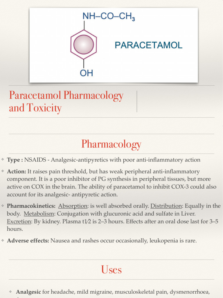 Paracetamol Pharmacology and Toxicity | PDF | Pharmacology | Drugs
