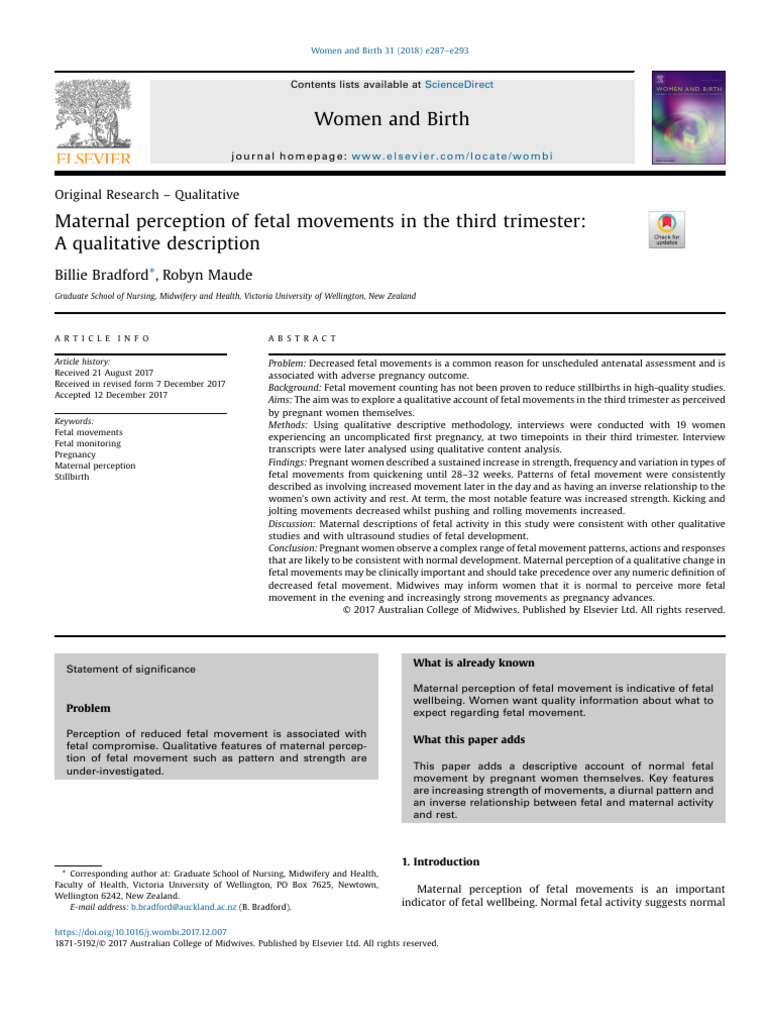 (2018) Maternal Perceptions of Fetal Movement in Third Semester | PDF ...