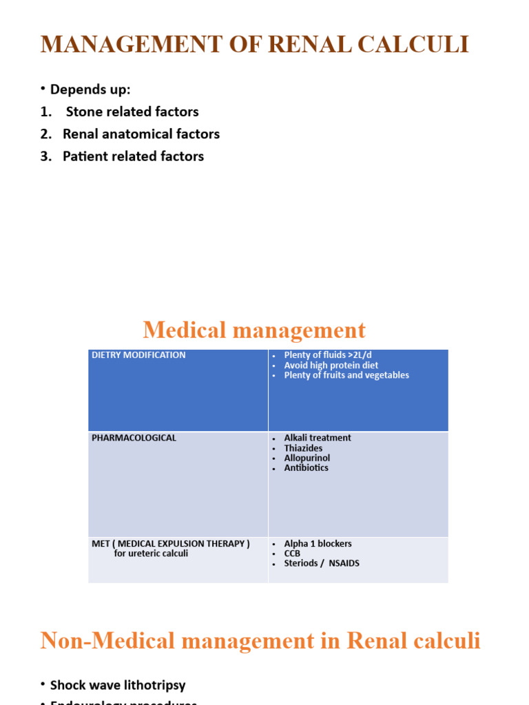 Current Management of Renal Calculi (PCNL RIRS ESWL) | PDF | Organ ...