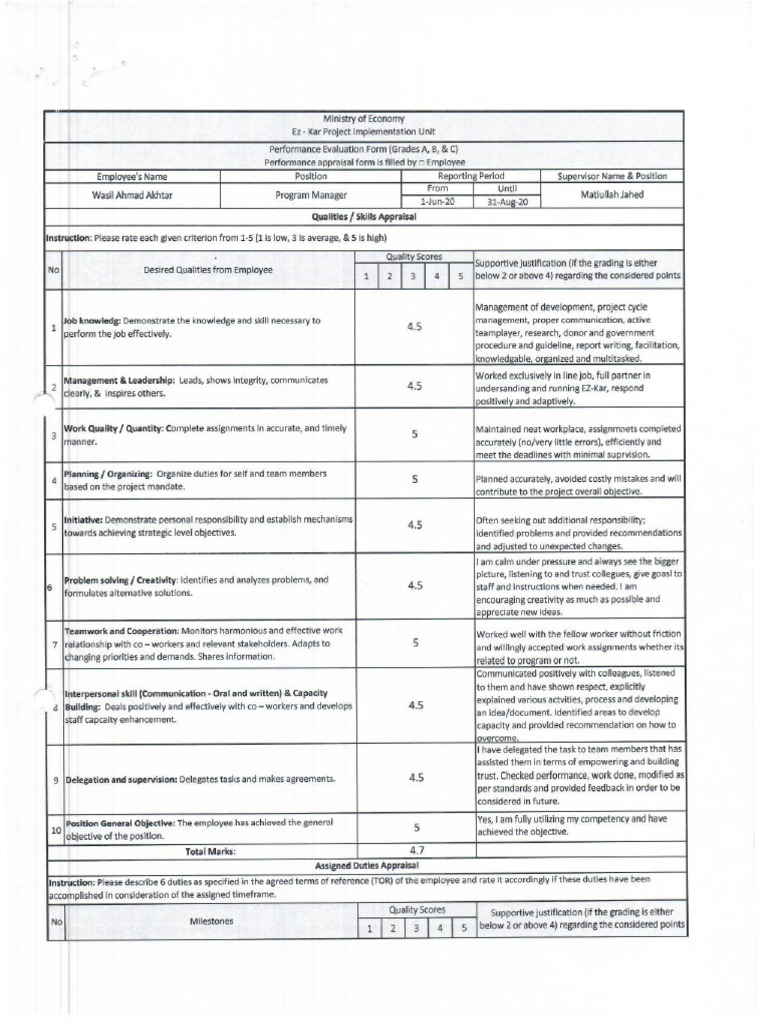 Performance Appraisal Form1 | PDF