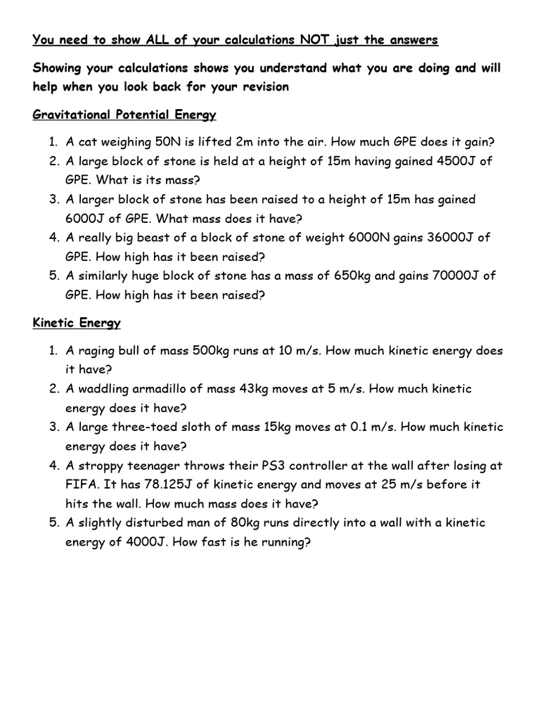 2 GPE + KE Easy HW | PDF | Metrology | Gravity 2 GPE + KE Easy HW | PDF | Metrology | Gravity