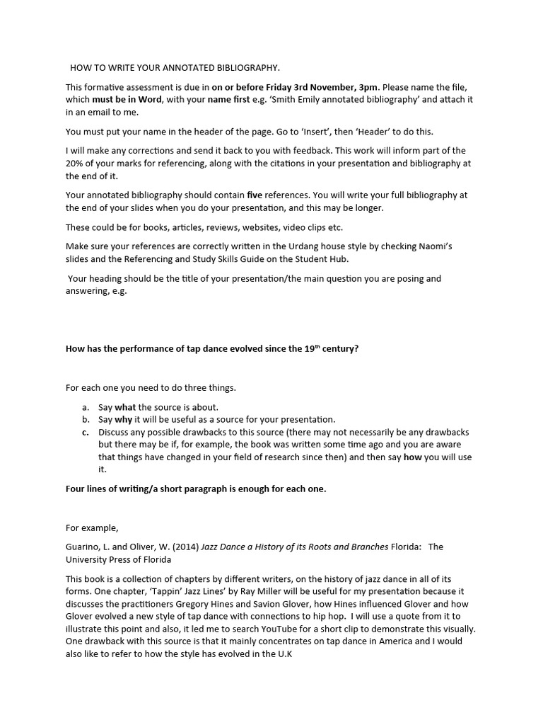Writing an Annotated Bibliography Guide | PDF | Language Arts & Discipline