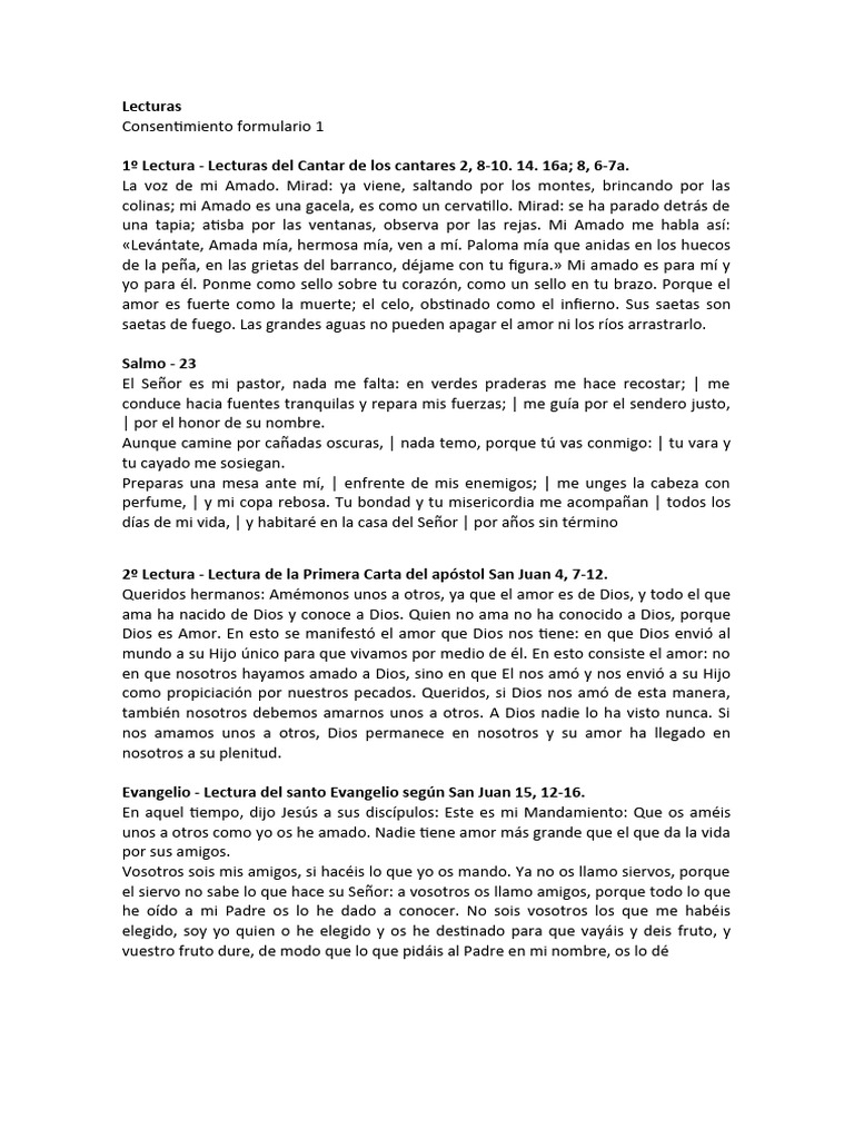 Lecturas misa | PDF | Amor | Creencia religiosa y doctrina