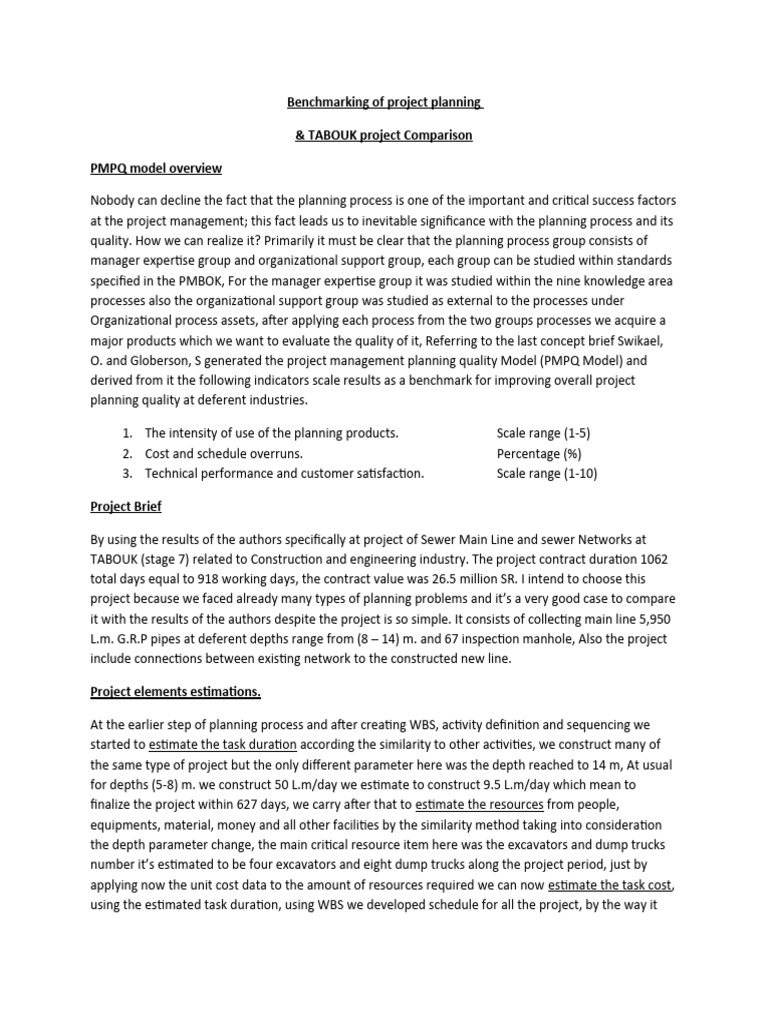 Benchmarking of Project Planning | PDF | Benchmarking | Project Management