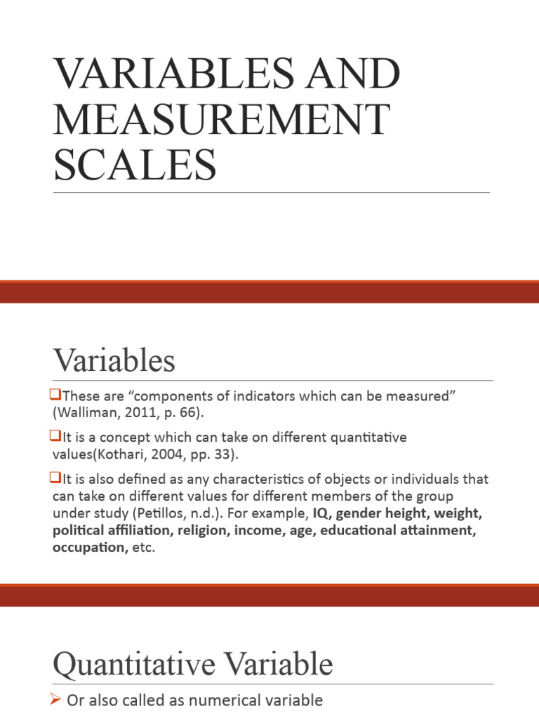 Variables and Measurement Scales Report | Download Free PDF | Level Of Measurement | Categorical ...