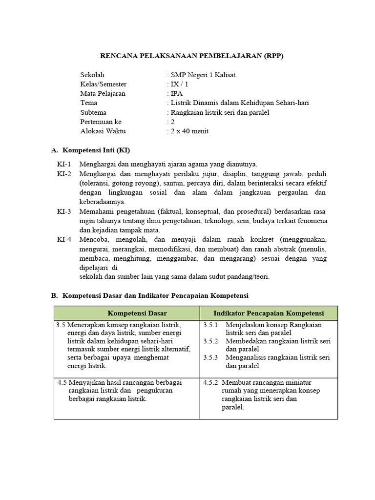 RPP PJBL Listrik Miniatur Rumah - Fifin Farida | PDF