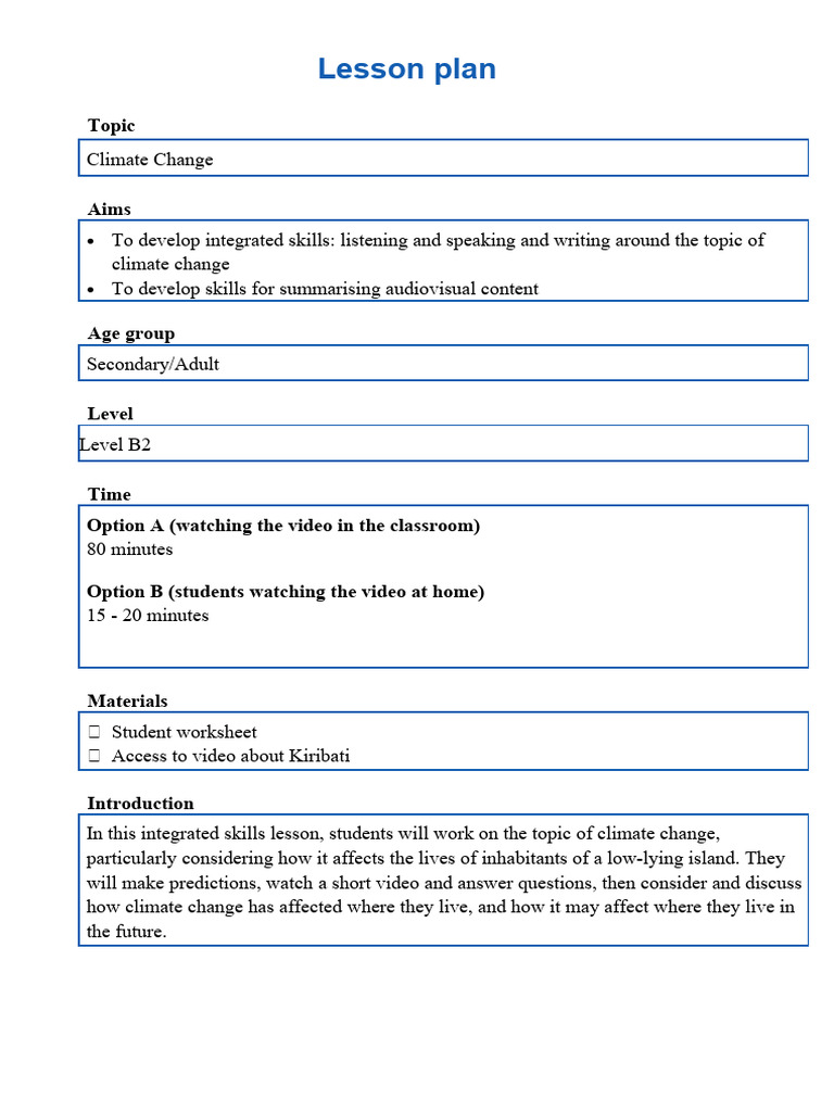 Lesson Plan | PDF | Climate Change | Sea Level Rise