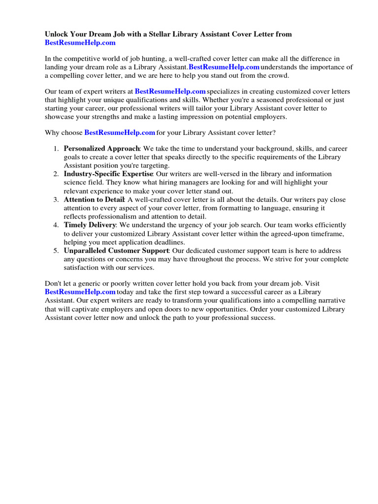 Library Assistant Cover Letter | PDF | Libraries | Résumé