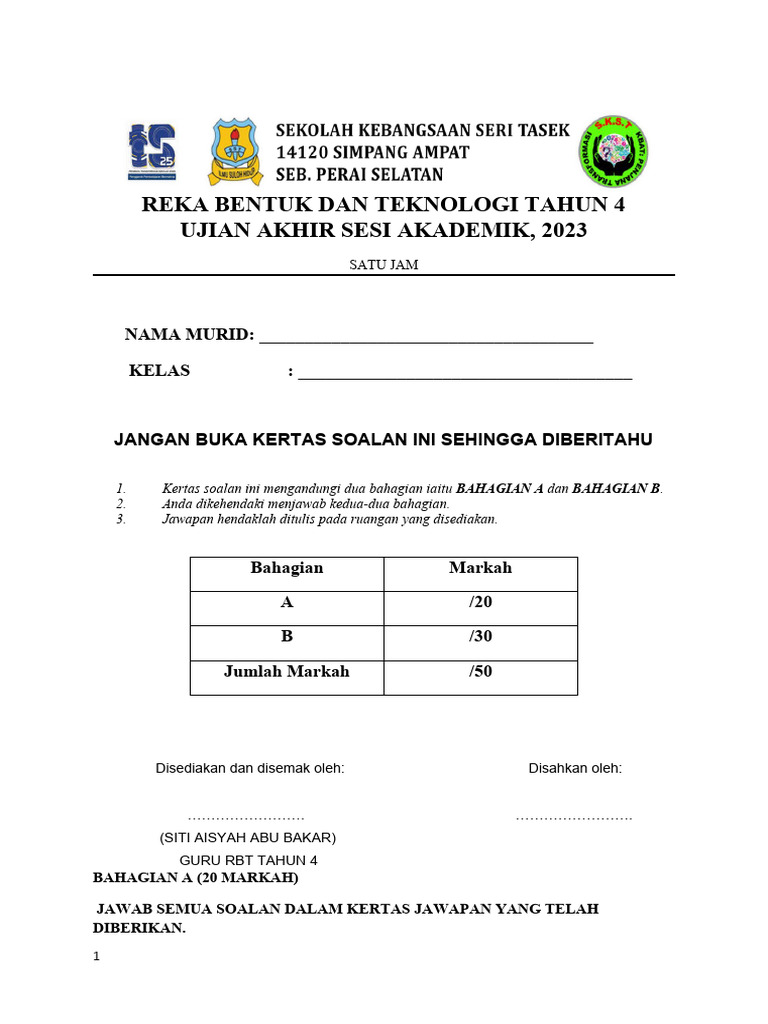 Uasa RBT Y4 2023 | PDF