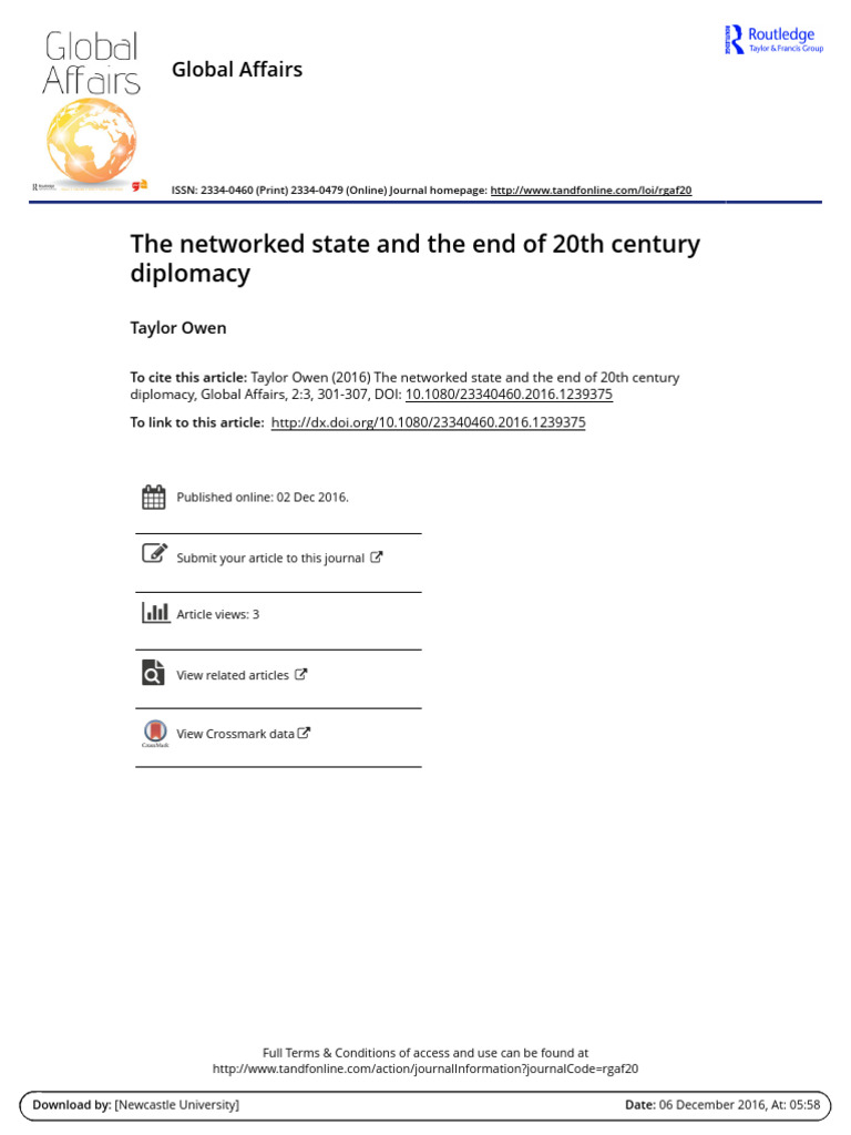 Owen 2016 | PDF | United States Diplomatic Cables Leak | Diplomacy