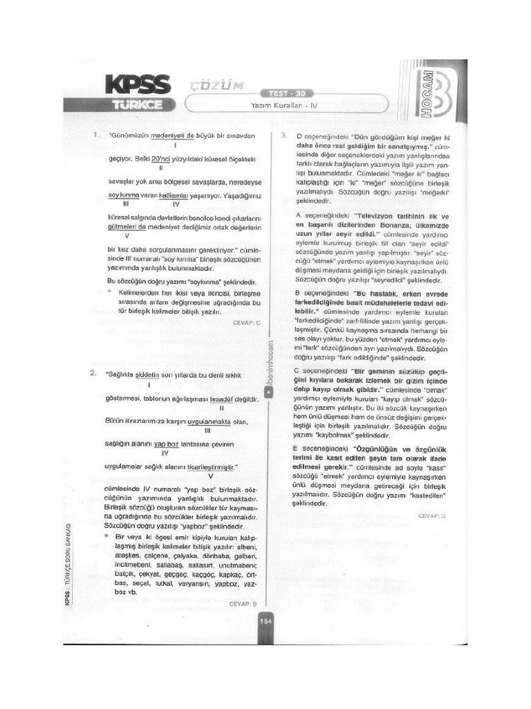 KPSS Benim Hocam Turkce Soru Bankasi | PDF