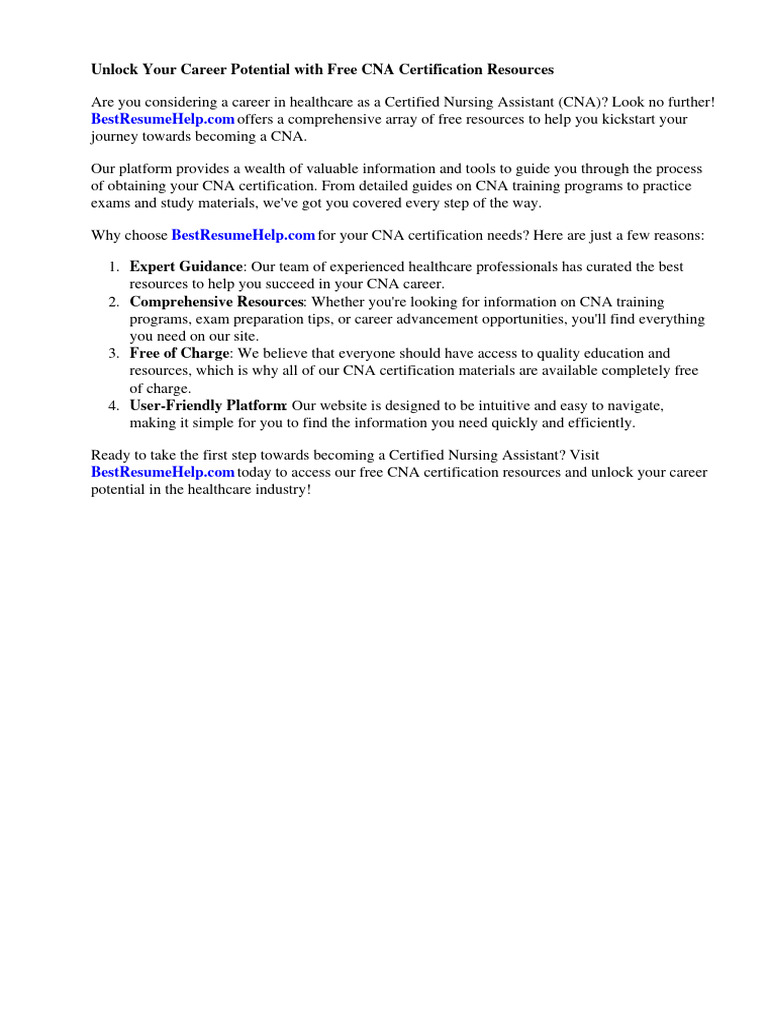 Free Cna Cover Letter Examples | PDF | Nursing | Résumé