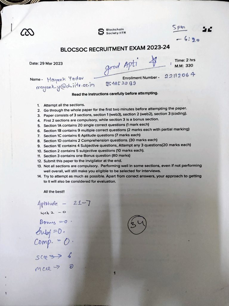 Blocsoc22 23paper 1 | PDF