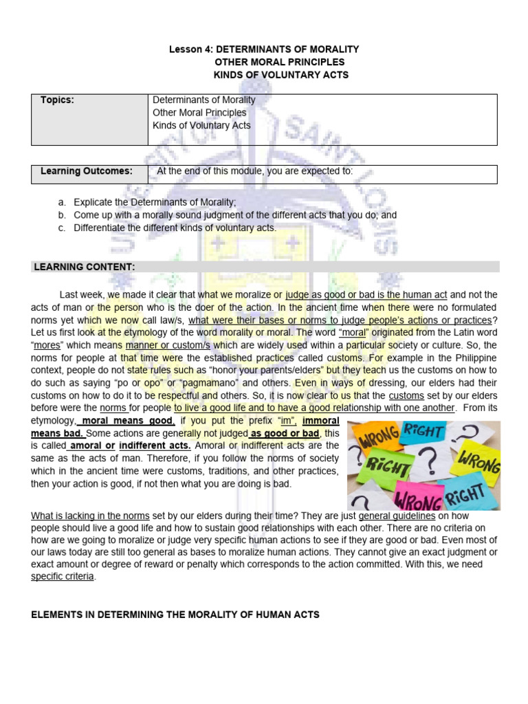 Lesson 4 CFED 1023 | PDF | Intention | Morality