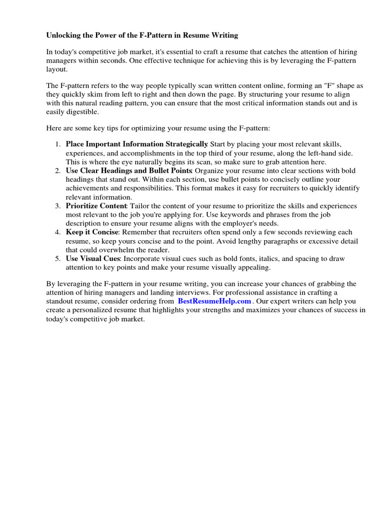 F Pattern Resume Template | PDF | Résumé | Page Layout