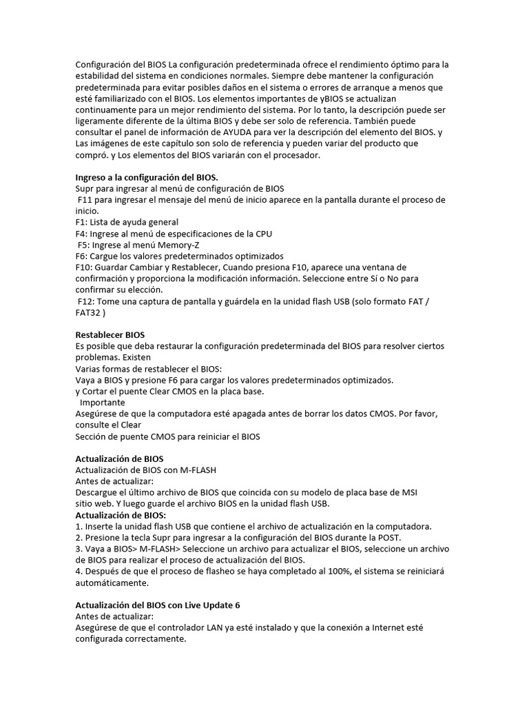 Manual Bios Msi y Placa Base | PDF | Arranque | Bios