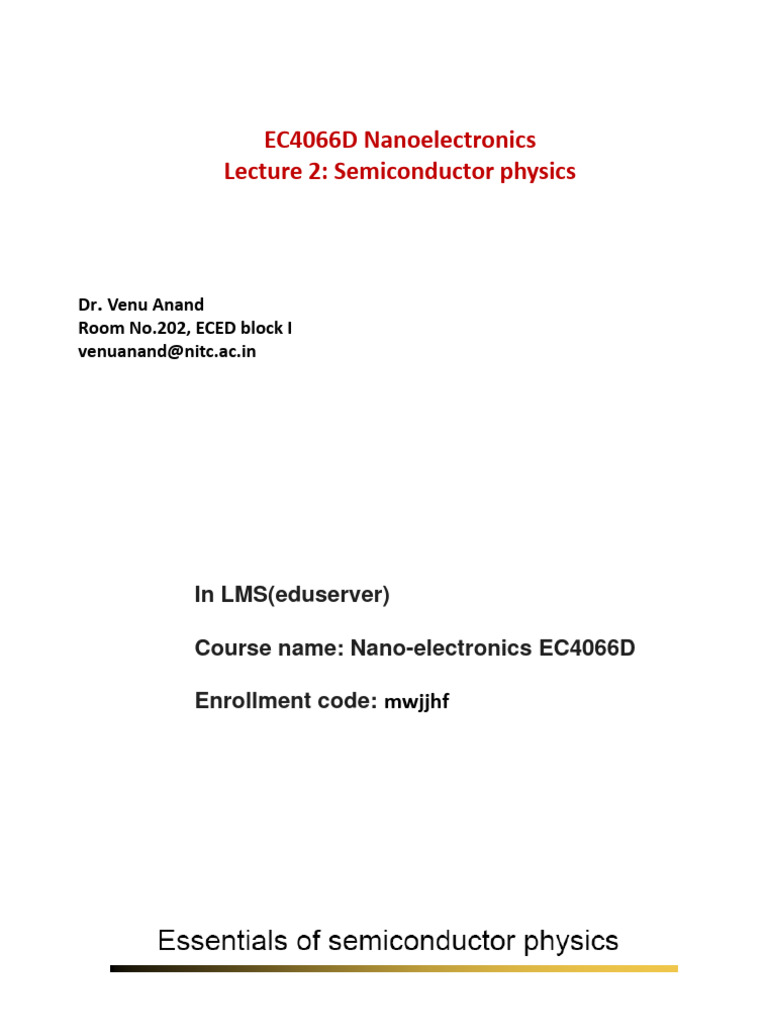 Lecture 2 - Semiconductor Physics | PDF