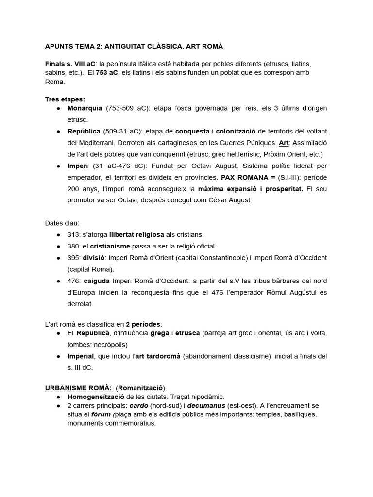 Art Romà Historia de l'ART | PDF