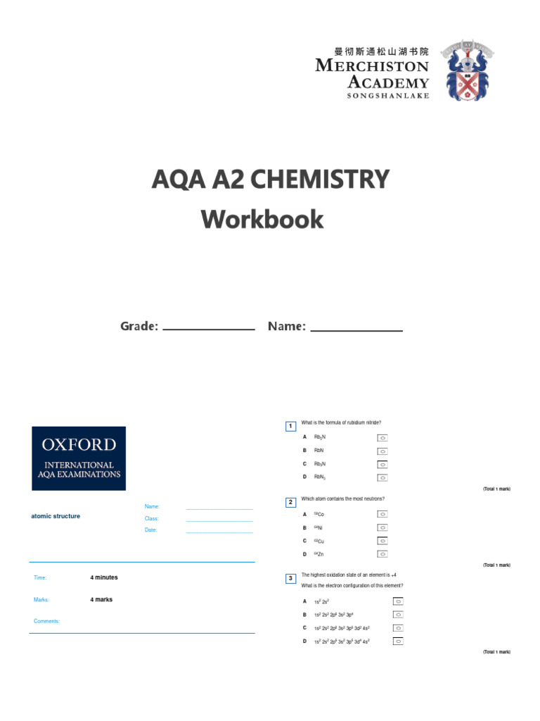 AQA A2 Chemistry Workbook-黑白7本 | PDF | Sodium Hydroxide | Acid