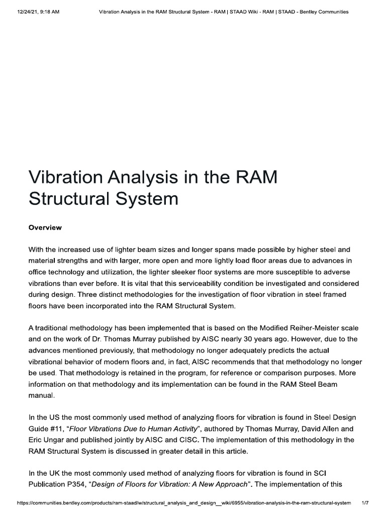 Vibration Analysis in The RAM Structural System | PDF
