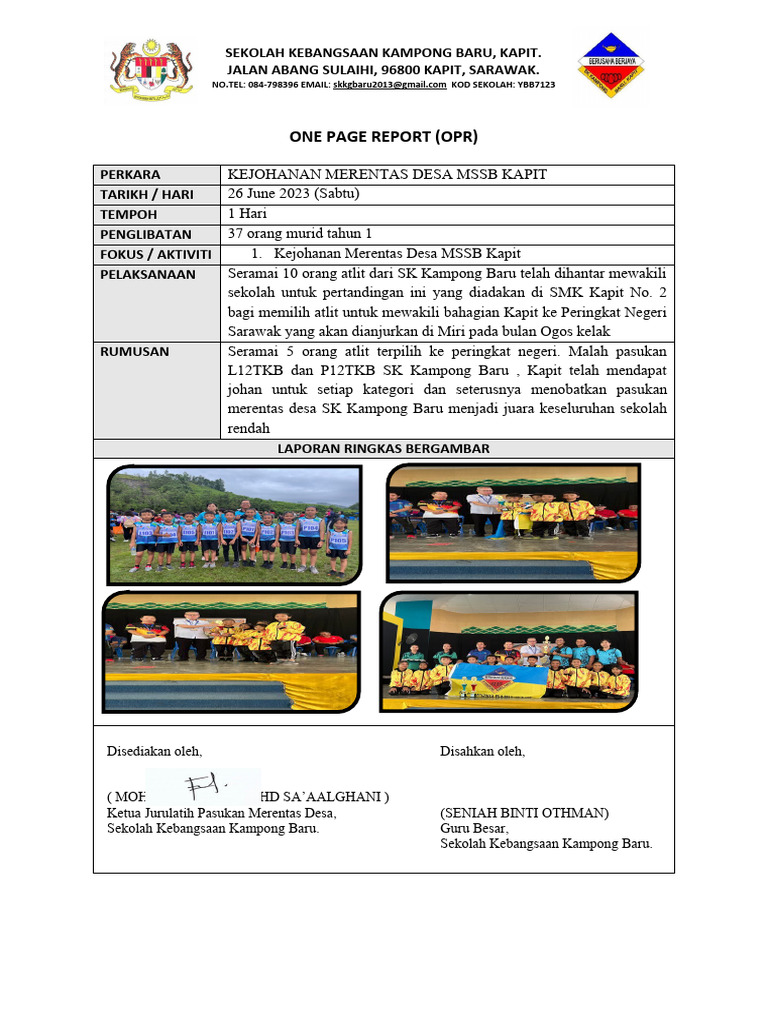 One Page Report Transisi | PDF