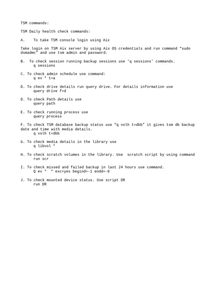 TSM Commands | PDF