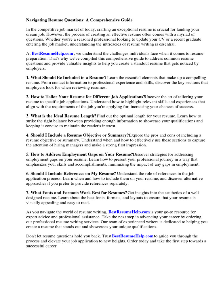 Resume Questions | PDF | Résumé | Experience