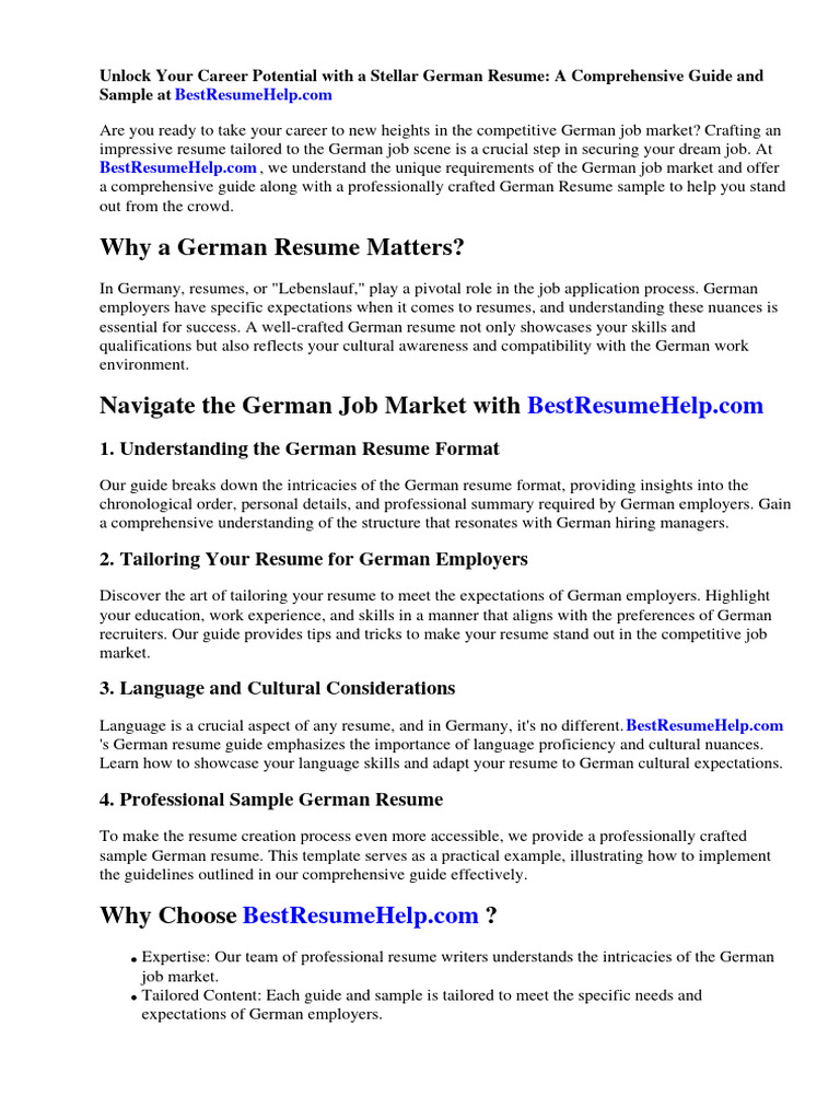 Resume Sample German | PDF | Résumé | Usability