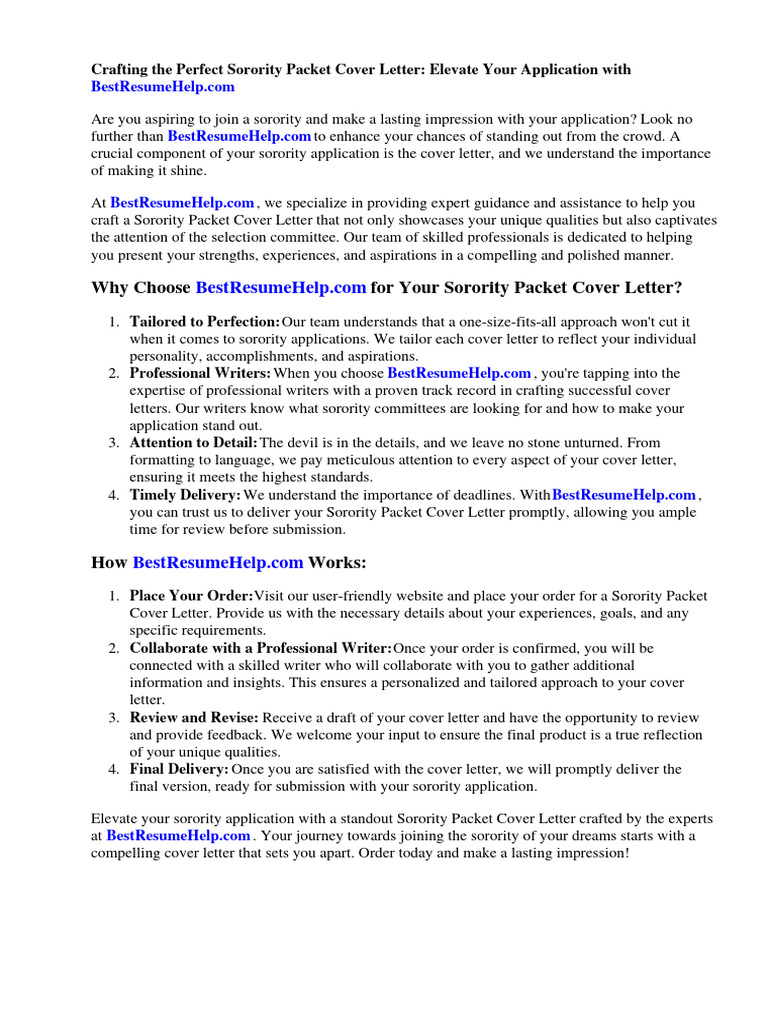 Sorority Packet Cover Letter Examples | PDF | Fraternities And ...