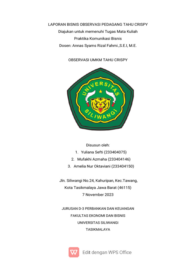 Observasi UMKM Tahu Crispy | PDF | Karier & Perkembangan | Pengelolaan Keuangan & Uang