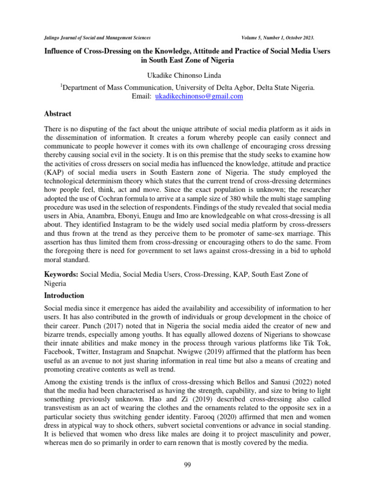 Cross-Dressing's Impact on Social Media Users | PDF | Social Media ...