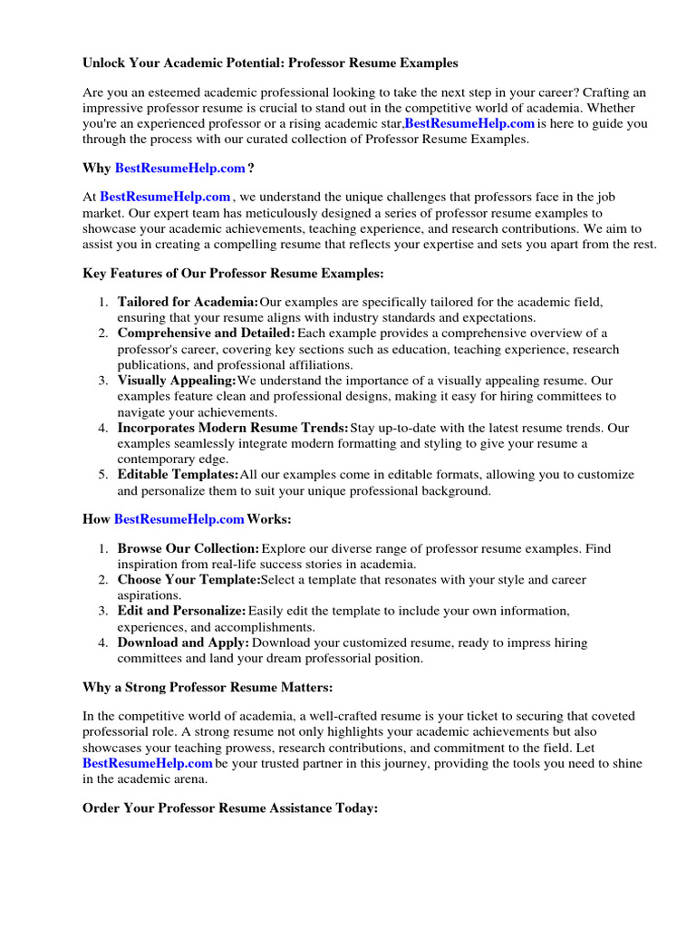 Professor Resume Examples | PDF | Résumé | Medical School